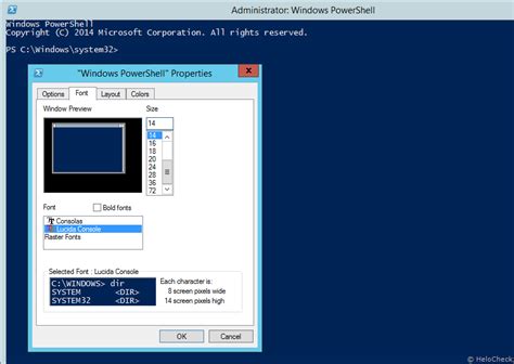 Powershell Font Selection Lethe Helocheck