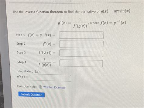 Solved Use The Inverse Function Theorem To Find The Derivative Of Gi