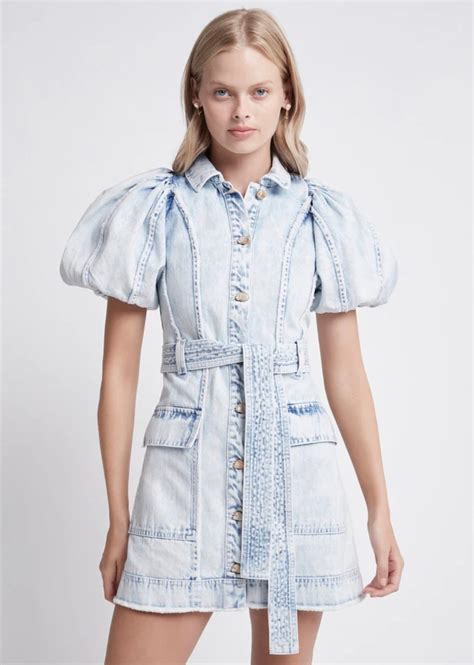 Aje Framework Denim Puff Sleeve Dress All The Dresses
