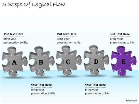 1113 Business Ppt Diagram 5 Steps Of Logical Flow Powerpoint Template