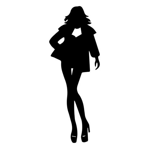 Women Model Silhouette Standing Different Posing On A White Background