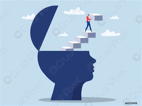 Growth Mindset Development Businessman Builds Growth Ladder Or Stairs New Stock Vector