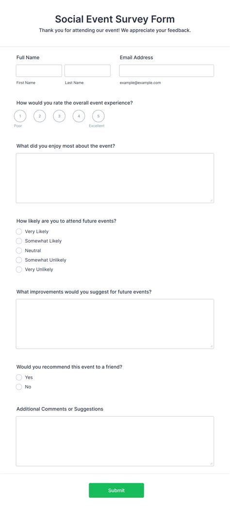 Social Event Survey Form Template Jotform
