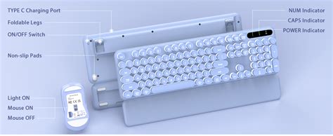 Wireless Keyboard And Mouse Backlit Typewriter Keyboard With Retro Round Keycaps