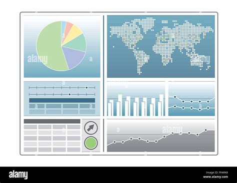 analytics dashboard template with pie chart world map line chart as vector illustration stock