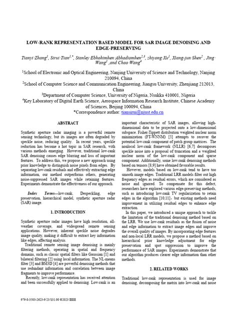 Low Rank Representation Based Model For Sar Image Denoising And Edge