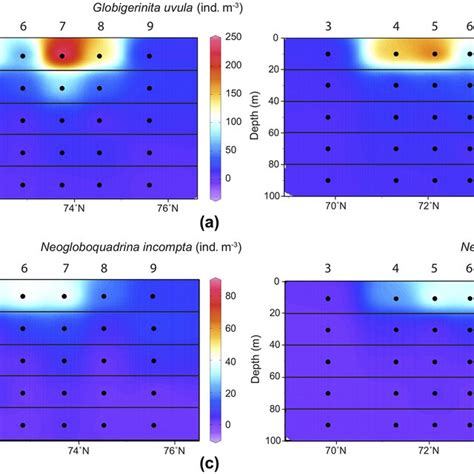 Distribution Of The Four Major Species Abundances Ind M −3 In The