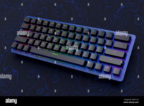 Realistic Computer Keyboard With Seamless Wavy Pattern Isolated On Dark