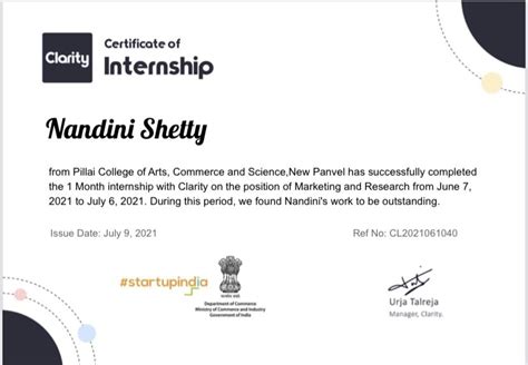 nandini shetty on linkedin clarity internship