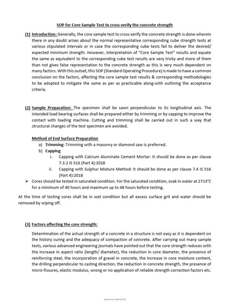 attachment 1 sop on core sample testing download free pdf