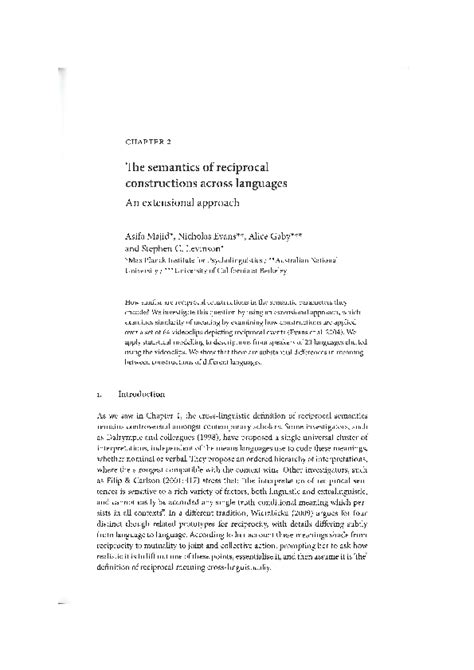 Pdf The Semantics Of Reciprocal Constructions Across Languages An Extensional Approach