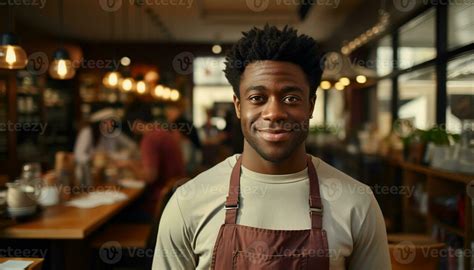 Ai Generated Young Adult Barista Smiling Confidently Working Indoors
