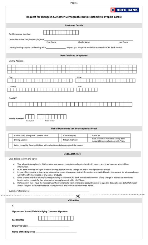 Hdfc Bank Application Form For Name Addition In Pdf Download