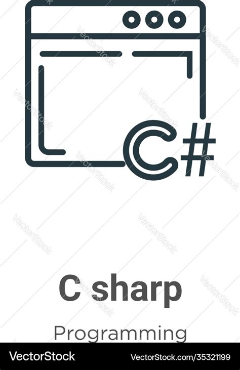 C Sharp Outline Icon Thin Line Black C Sharp Icon Vector Image
