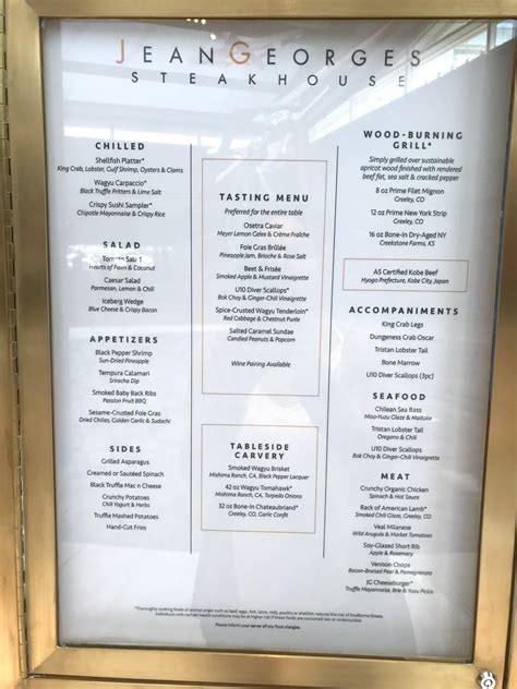 Menu At Jean Georges Steakhouse Las Vegas