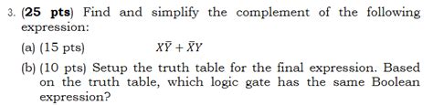 Solved Pts Find And Simplify The Complement Of The Chegg