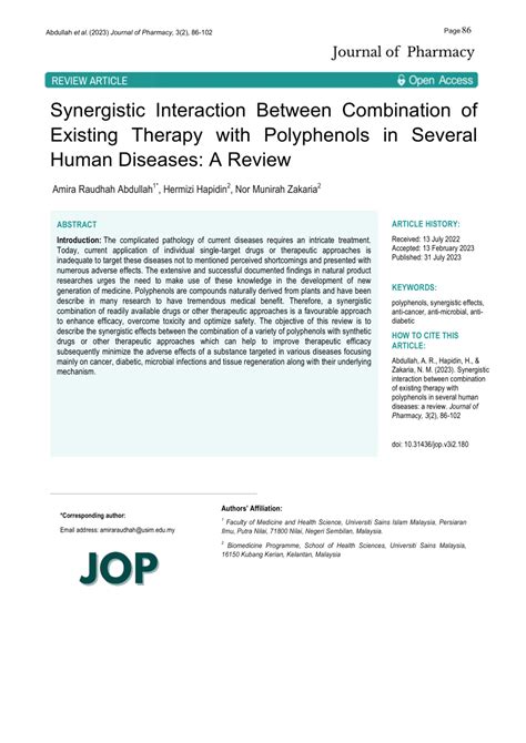 Pdf Synergistic Interaction Between Combination Of Existing Therapy