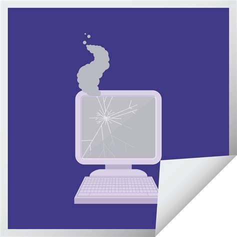 Broken Computer Graphic Illustration Square Sticker 45122405 Png