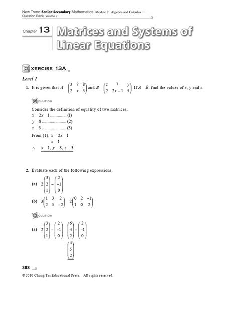 Ch13 Matrices And Systems Of Linear Equations Pdf Functions And Mappings Mathematical Analysis