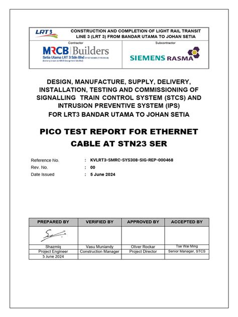 Pico Test Report For Ethernet Cable At Stn23 Ser Pdf Optical Fiber Electromagnetic