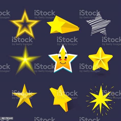 파란색 배경에 다른 스타일 모양 실루엣 반짝 스타 아이콘 컬렉션 벡터 일러스트 그래픽 프린트에 대한 스톡 벡터 아트 및 기타 이미지 그래픽 프린트 그리기 금 금속