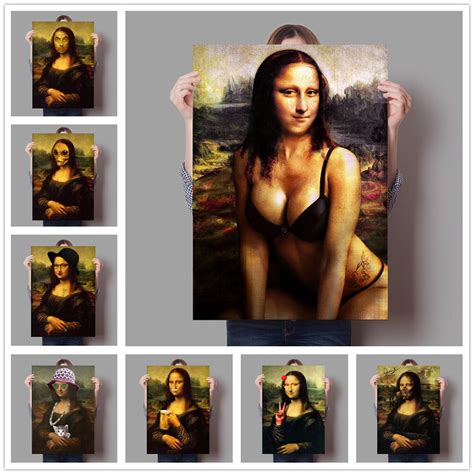 Sexy Mona Lisa Poster Funny Canvas Painting Body Classic Character Print Wall Art Pictures Home