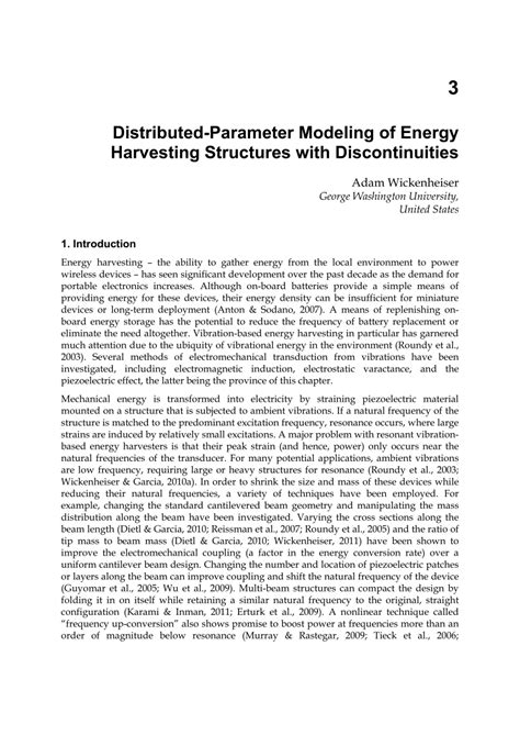 Pdf Distributed Parameter Modeling Of Energy Harvesting Structures