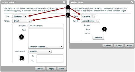 workflow actions export document support