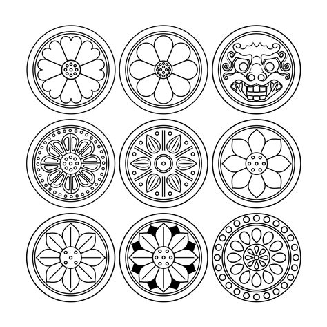 한국 전통 문양 와당 처마 일러스트 Ai 다운로드 Download Korean Traditional Pattern Roof Eaves Vector 어반브러시