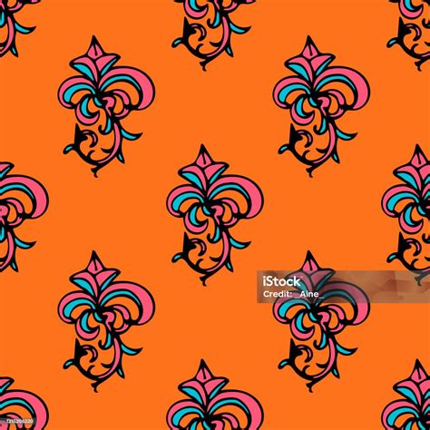 귀여운 다 마스크 플뢰르 드 리스 추상 원활한 패턴 손으로 그린 장식 벡터 그림입니다 0명에 대한 스톡 벡터 아트 및 기타 이미지 Istock