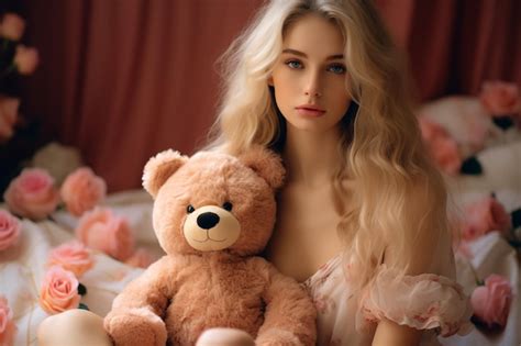Premium Photo Lady Holding A Cute Teddy Bear