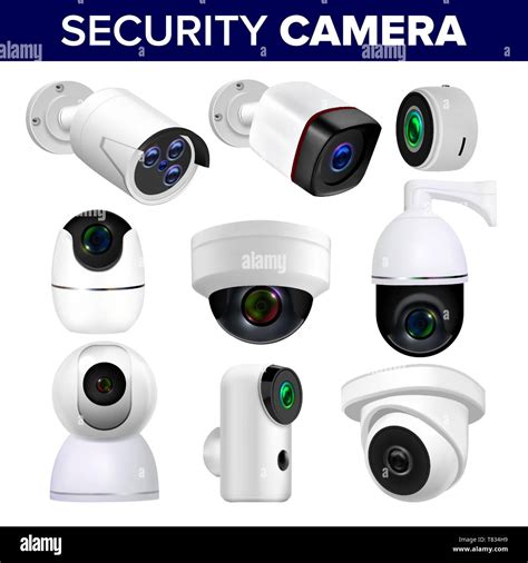 Video Surveillance Security Cameras Set Vector Collection Of Different Control Recording And