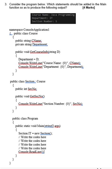 solved consider the program below which statements should