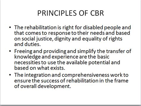 Community Based Rehabilitation Principles Of CBR