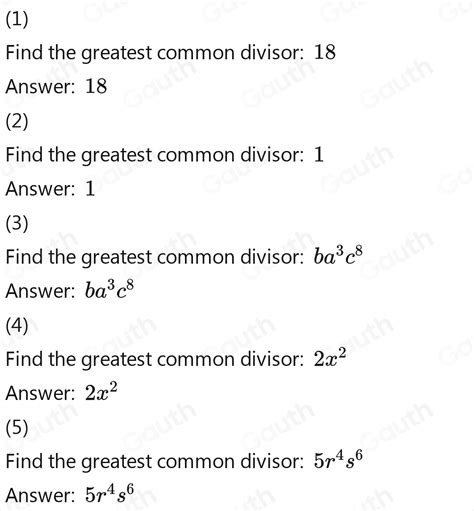 Solved Directions Determine The Greatest Common Monomial Factor Of The Following Polynomials