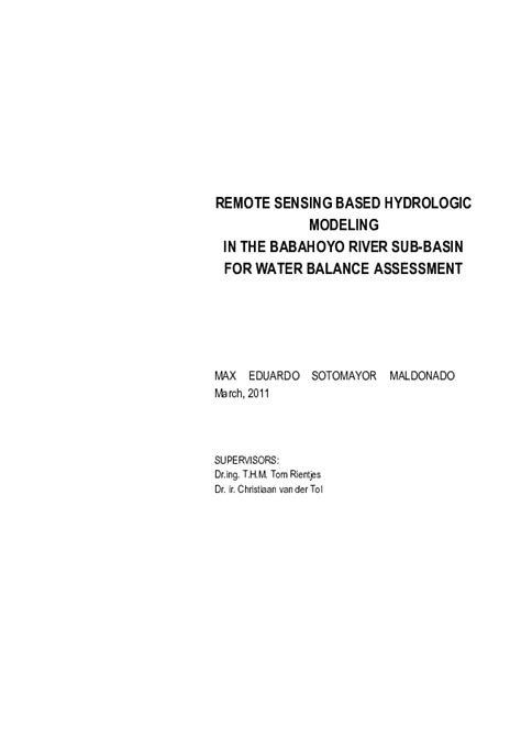Pdf Remote Sensing Based Hydrologic Modeling In The Babahoyo River Sub Basin For Water Balance