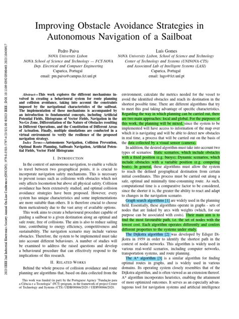 Improving Obstacle Avoidance Strategies In Autonomous Navigation Of A