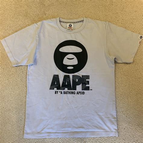 By A Bathing Ape Logo White T Shirt Small Size Depop