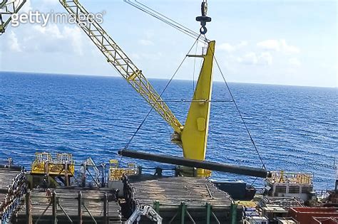 Pipes For Laying A Gas Pipeline On The Seabed Construction Of Offshore Gas Pipeline 이미지