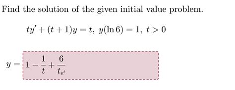 Solved Find The Solution Of The Given Initial Value Problem Chegg