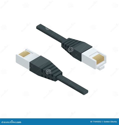 Isometric Lan Cable Network Internet Icon Vector Data Cable Stock Vector Illustration Of