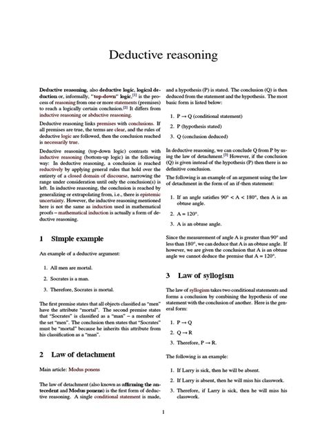 Deductive Reasoning A Guide To The Fundamental Principles And Applications Of Deductive Logic