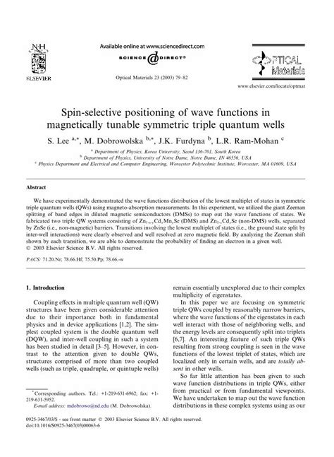 pdf spin selective positioning of wave functions in magnetically