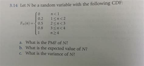 Solved Let N Be A Random Variable With The Following What Chegg