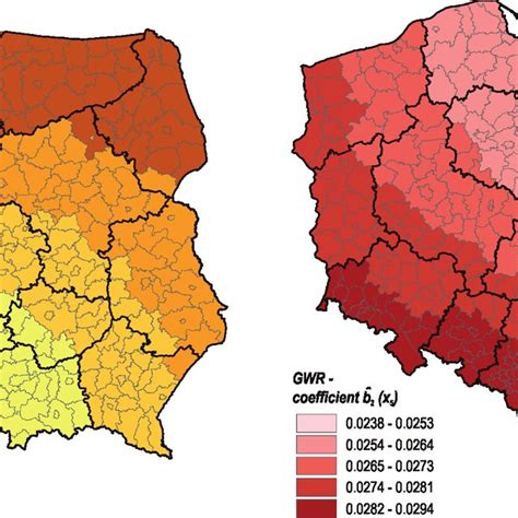 Spatial Differences In The Local Coefficients Of The Gwr Model Classes