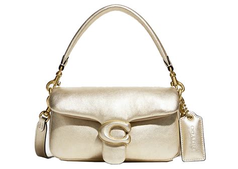 Coach Pillow Tabby Shoulder Bag 18 Metallic Soft Gold In Calfskin