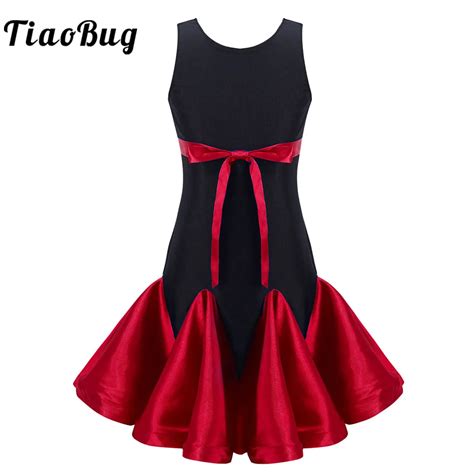 소녀 라틴 살사 탱고 댄스 드레스 어린이 가사 무대 공연 볼룸 경연 민소매 댄스 의상라틴어 Aliexpress