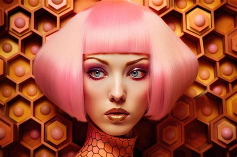 Premium Photo Futuristic Stylish Fashion Art With Hexagonal Shape Pattern And Vivid Pink Color