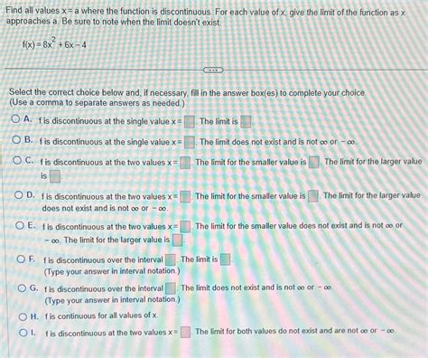 Solved Find all values x= ﻿a where the function is | Chegg.com