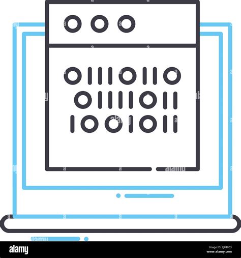 Binary Code Line Icon Outline Symbol Vector Illustration Concept